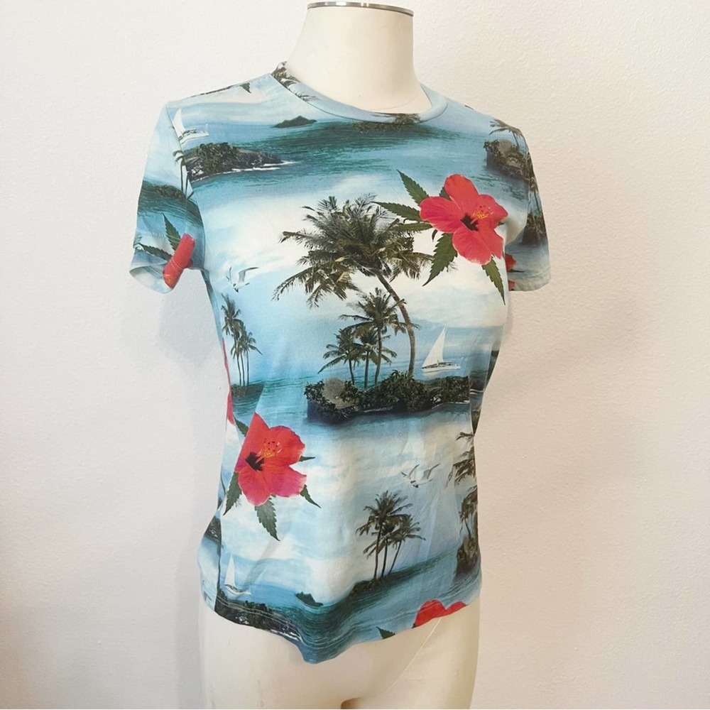 Pam & Gela Aloha Blue Tropical Palm Tree Graphic Beac… - Gem